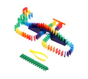 bulk dominoes mini domino kit | dominoes set, stem steam small toys, family games for kids, kids toys and games, building, toppling, chain reaction sets (starter)