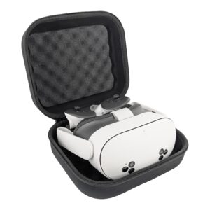 casematix mighty and compact slim hard shell vr headset case compatible with meta quest 3s and quest 3 vr headset and accessories, not compatible with elite strap