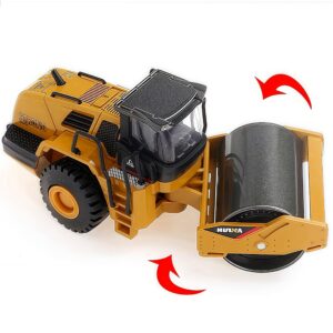 Gemini&Genius Road Roller Truck Toy for Kids, 1/50 Large Grader Construction Vehicle Road Planer Vehicle Toy, Asphalt Drum Compactor Alloy Model Toy Collection, Play or Display for Kids