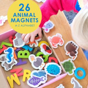 Curious Columbus Animal Magnets - 52 Toddler Magnets For Refrigerator - Fridge Magnets For Toddlers Play with Magnetic Letters - ABC Kid Magnet for Alphabet Learning - Kids Foam Animals A-Z Activities