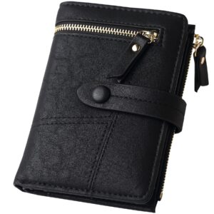 fanaztee womens rfid blocking black leather organized wallets purse compact bifold clutch for girls