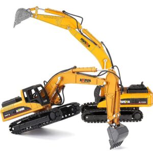 Gemini&Genius Tracked Excavator Toy for Kids, 1/50 Scale Diecast Digger Construction Toy, Metal Vehicle Model with 360° Cabin Swivels, Great Gift, Playing Sand, Room Decoration and Collection for Kids