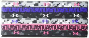 under armour girls' graphic headbands 6-pack, black (011)/penta pink, one size fits all