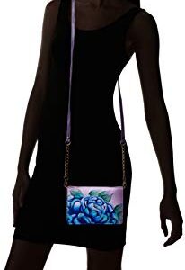 Anna by Anuschka Women's Hand-Painted Genuine Leather Flap Organizer Wallet - Precious Peony Eggplant