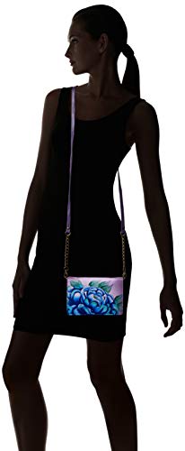 Anna by Anuschka Women's Hand-Painted Genuine Leather Flap Organizer Wallet - Precious Peony Eggplant