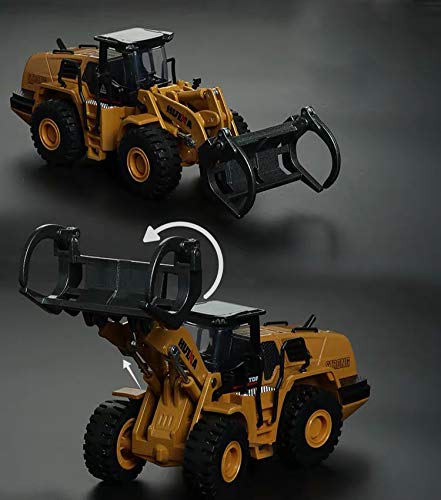 Gemini & Genius Construction Vehicle Toys Timber Grab Truck Heavy Metal 1/50 Scale Wooden/Building Materials Grab Vehicle, Feller Buncher Alloy Model Toy, Gift, Collection and Decoration for Kids