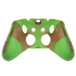 ostent colorful soft silicone protective case cover for microsoft xbox one controller - color green and brown