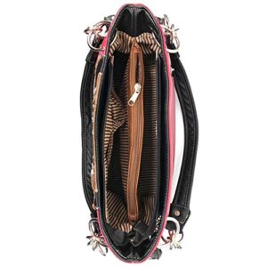 Justin West Native American Chieftain Cactus Feathers Embroidered Studded CCW Concealed Carry Shoulder Purse Handbag (Wine Red Handbag Only)