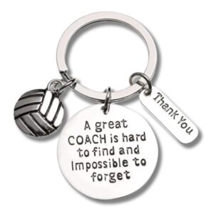 volleyball coach keychain, coach gifts, great coach is hard to find but impossible to forget coach key chain, coach gift