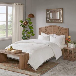 madison park cozy cotton comforter set casual modern design all season bedding, matching shams, king/california king (104 in x 92 in), lillian, fringe tassel ivory