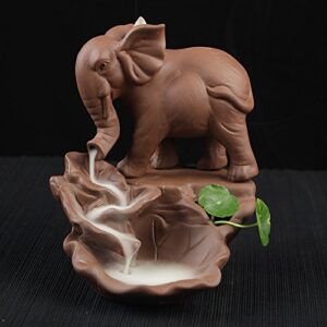 zen garden feng shui lucky purple sand elephant incense holder backflow incense burner incense cones stick holder, ideal for yoga room, home office decor gift