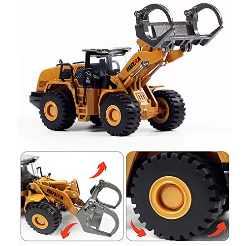 Gemini & Genius Construction Vehicle Toys Timber Grab Truck Heavy Metal 1/50 Scale Wooden/Building Materials Grab Vehicle, Feller Buncher Alloy Model Toy, Gift, Collection and Decoration for Kids