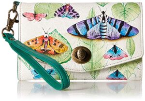 anna by anuschka hand painted women’s genuine leather - vintage wristlet clutch - vintage botanical