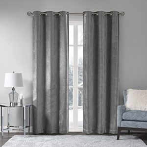 madison park luxe chenille window curtain pair, 42" w x 108" l, grey