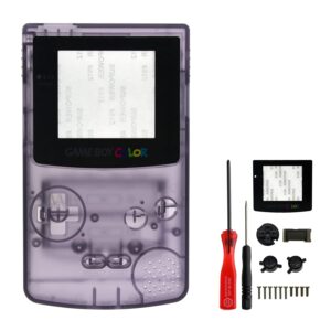 ostent full housing shell case cover replacement for nintendo gbc gameboy color console - color clear purple