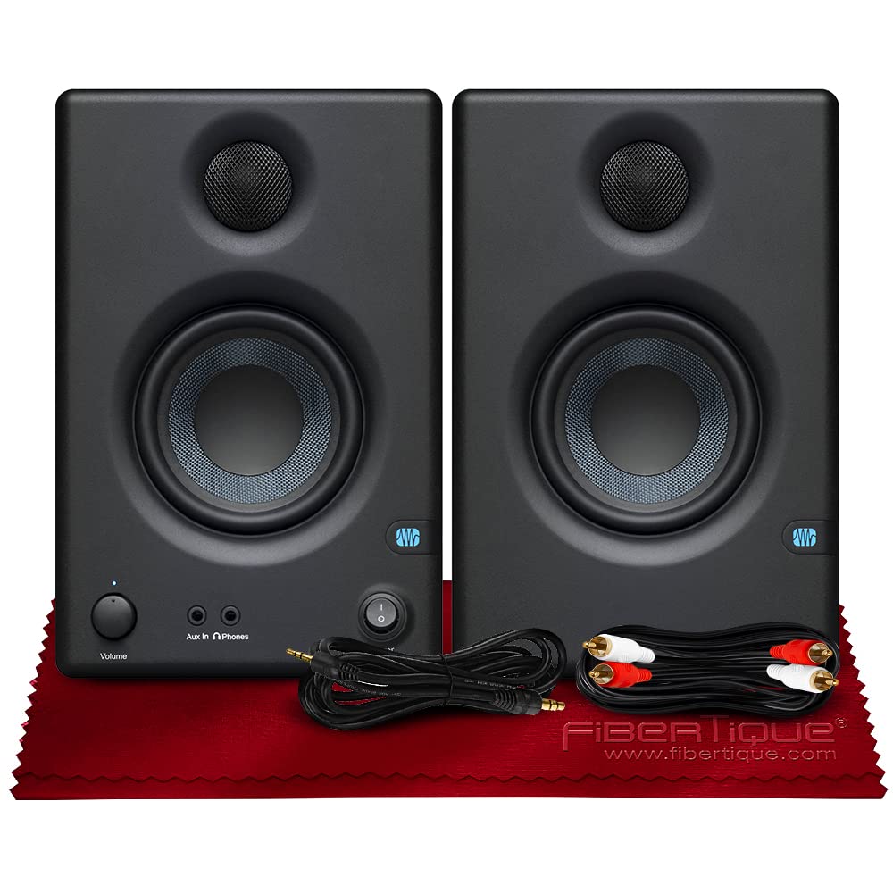 PreSonus Eris E3.5 3.5" 2-Way 25W Nearfield Monitors (Pair) with Acoustic Tuning Pair and Basic Accessory Bundle