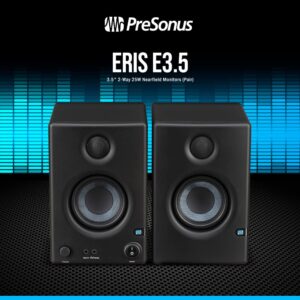 PreSonus Eris E3.5 3.5" 2-Way 25W Nearfield Monitors (Pair) with Acoustic Tuning Pair and Basic Accessory Bundle