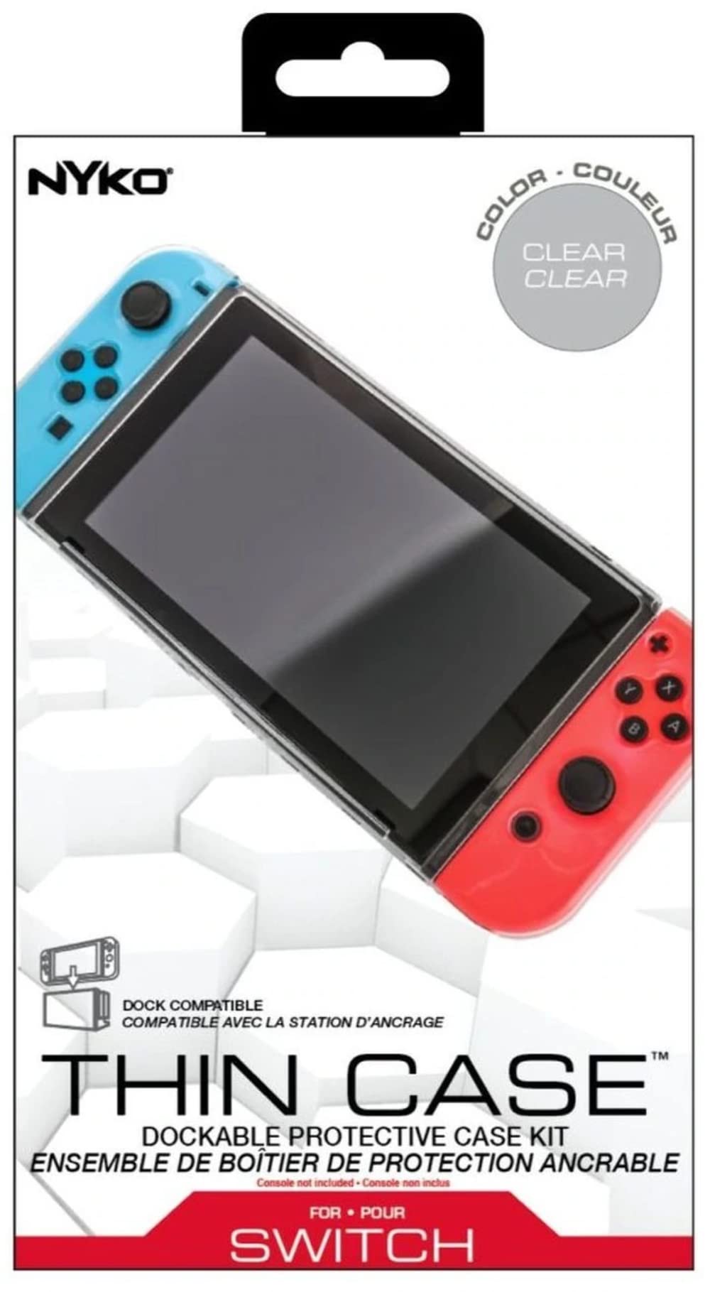 Nyko | Dockable, Thin ProtectiveHard Portable Travel Carry Shell Case with Tempered Glass Screen Protector for Nintendo Switch (Clear)