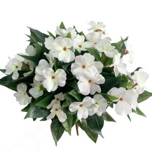 lopkey artificial impatiens bouquet flower patio lawn garden wedding photo decor(2pcs)