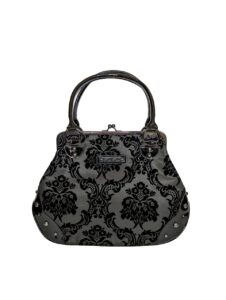 rock rebel mistress black on black victorian damask retro kisslock purse