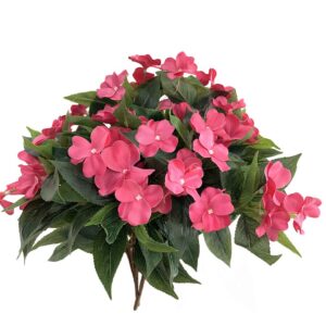 lopkey artificial impatiens bouquet flower patio lawn garden wedding photo decor (2pcs),pink