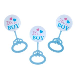 homeford mini plastic baby rattle favor decorations, 3-1/2-inch, 12-count (blue)