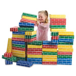 lillian vernon primary building bricks - kids cardboard bricks, each 9" x 4" x 2" (set of 24)