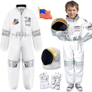 children's astronaut costume space pretend dress up role play set for kids boys girls with a free america flag pin