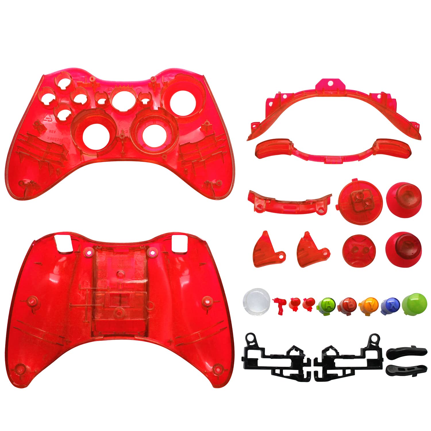 OSTENT Replacement Case Shell & Buttons Kit for Microsoft Xbox 360 Wireless Controller - Color Red