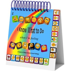 thought-spot i know what to do flipbook: emotions chart for kids; autism learning materials; feelings chart to identify feelings and make positive choices; emotions wheel; calm down corner supplies