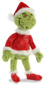 aurora® whimsical dr. seuss™ grinch santa stuffed animal - magical storytelling - officially licensed - green 16 inches