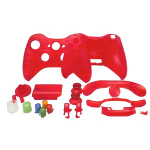 ostent replacement case shell & buttons kit for microsoft xbox 360 wireless controller - color red