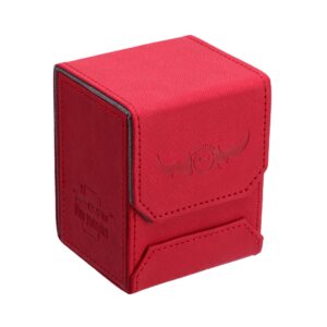 zoopin leather deck box - red for collectible cards-mtg,yugioh,pokeman,tes legacy,munchkins ccg decks and also small tokens or dice- hold 80 sleeved cards or 150 naked cards …