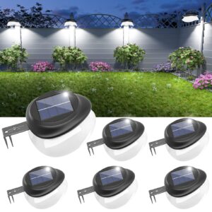 jsot solar fence lights, bright security outdoor backyard lights waterproof, patio decor sign lighting for eaves deck pathway garden garage stairs wall 2 installations methods - white light, 6 pack