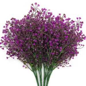 lovenimen artificial chrysanthemum flowers, real touch silk daisy plastic plants home decorations for bridal wedding bouquet bunches hotel party garden floral décor purple 4pack