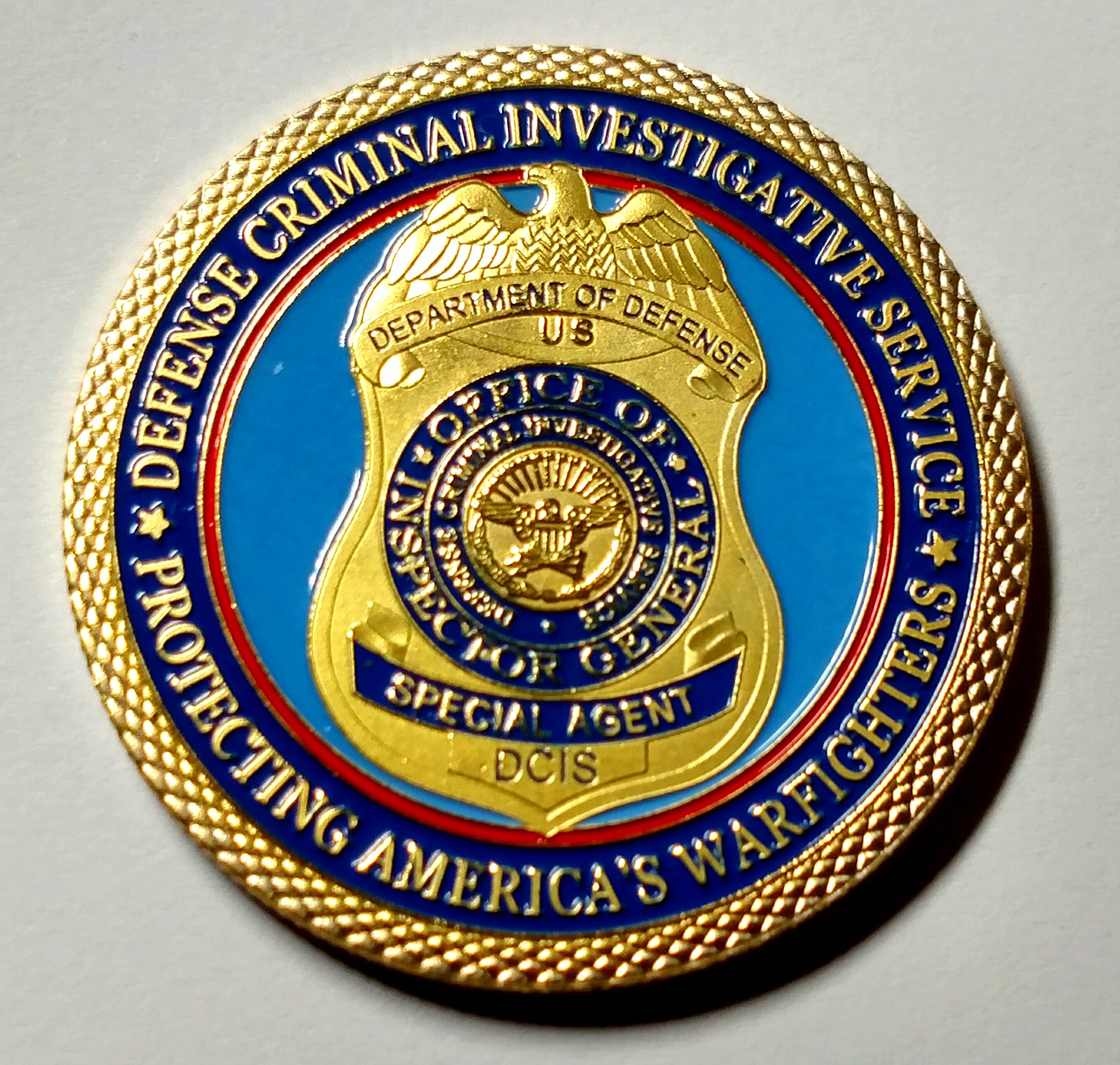 DCIS Defense Criminal Investigative Service DOD Special Agent Colorized Challenge Art Coin