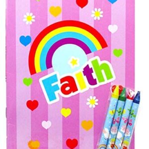 Tiny Mills Christian Religious Coloring Book Set for Kids with 12 Coloring Books and 48 Crayons Favor Bag Filler Sunday School VBS Rewards Basket Fillers Church Carnivals