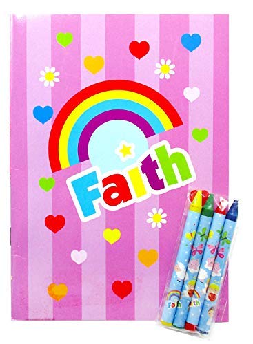 Tiny Mills Christian Religious Coloring Book Set for Kids with 12 Coloring Books and 48 Crayons Favor Bag Filler Sunday School VBS Rewards Basket Fillers Church Carnivals