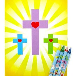 Tiny Mills Christian Religious Coloring Book Set for Kids with 12 Coloring Books and 48 Crayons Favor Bag Filler Sunday School VBS Rewards Basket Fillers Church Carnivals