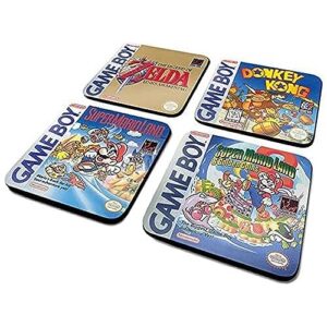 nintendo gameboy classic collection 4" coaster set, multi-colour