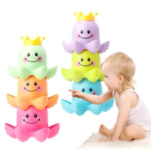 Little Bado Stacking Cups Bath Toys Six Cups Bathtime Toy STEM Educational Gift for Toddlers Girls Boys Christmas Toy Gift