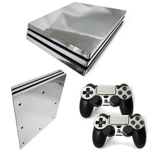 wps protecive vinyl decal skin/stickers wrap cover for ps4 pro console and dualshock 4 controller skin set - playstation 4 pro (silver glossy)