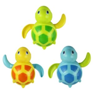 3pcs bath swimming turtle toy for baby toddler, wind up chain bathing water toy, swimming bathtub pool cute swimming turtle toys for boys girls.