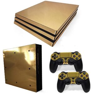 wps protecive vinyl decal skin/stickers wrap cover for ps4 pro console and dualshock 4 controller skin set - playstation 4 pro (gold glossy)