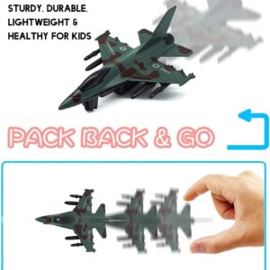 UiiQ Pull Back Airplane Toy Set Die Cast Metal Military Themed Fighter Jets, Good for Kids Toy Set Collection - 4 Pcs (Blue)