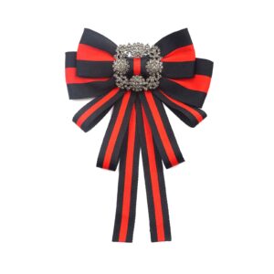 christmas ribbon brooch for women men bowknot costume brooches women jewelry beads accessories womens bow tie bow brooch (dk blue)