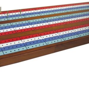 Kroeger 4-Track Wooden Cribbage Board Set with Playing Cards & Pegs | Family Card Game for Kids, Adults, Friends