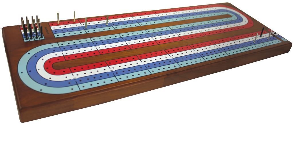 Kroeger 4-Track Wooden Cribbage Board Set with Playing Cards & Pegs | Family Card Game for Kids, Adults, Friends