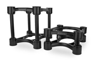 isoacoustics iso-stand series speaker isolation stands with height & tilt adjustment: iso-200 (7.8” x 10”) pair