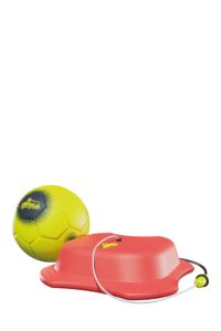 swingball reflex soccer all surface game, portable tether soccer outdoor play – age 6+, red/yellow